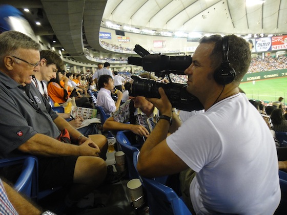 Photo 1 - Game 1 TV crew interviews Don Robbs - Baseball Reflections